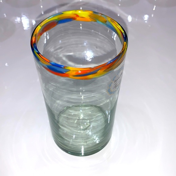 Unbranded | Dining | Mexican Confetti Rim Hand Blown Tumbler Glass ...